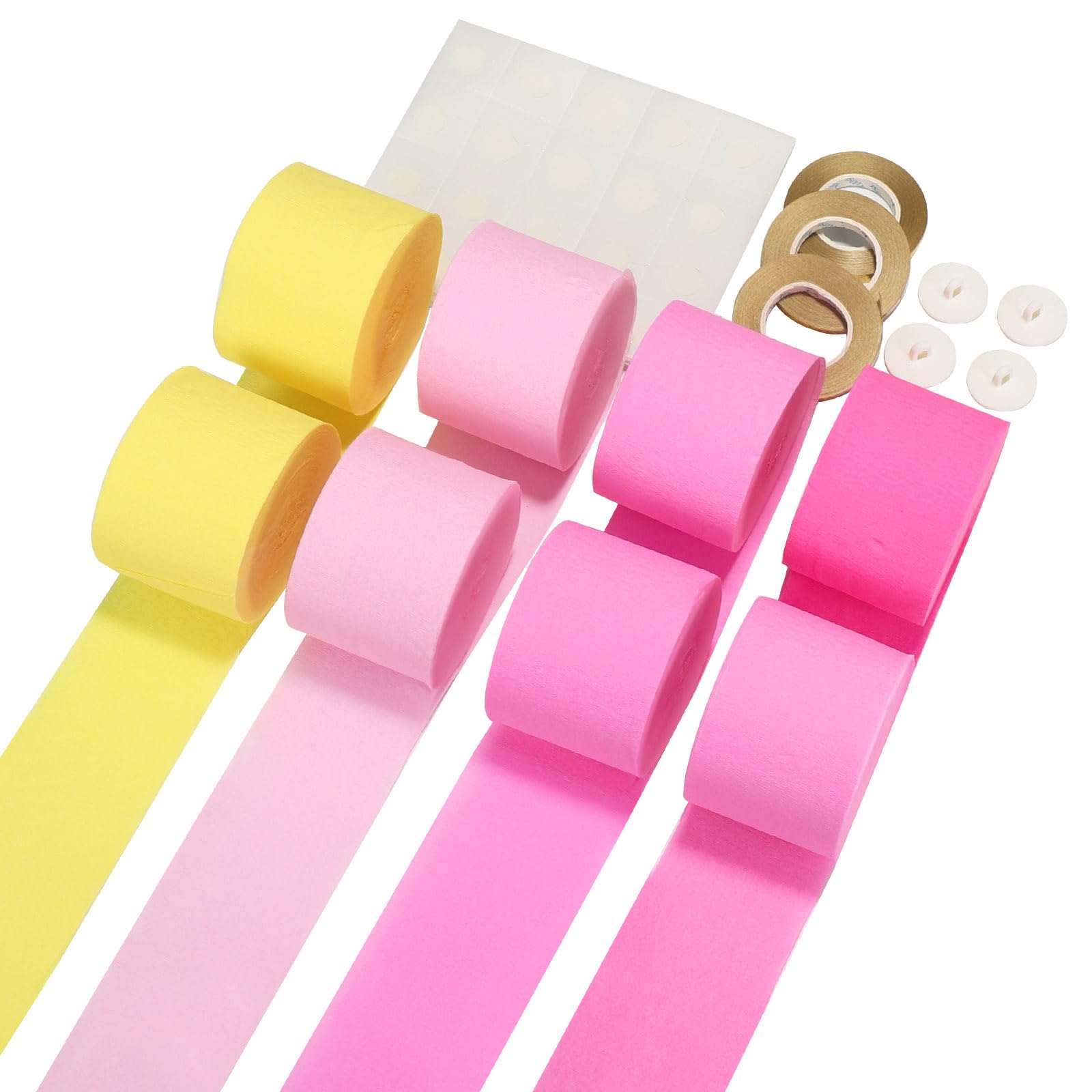 Crepe Paper Streamers,All-in-1 8 Rolls Pink Streamer Backdrop Set ...