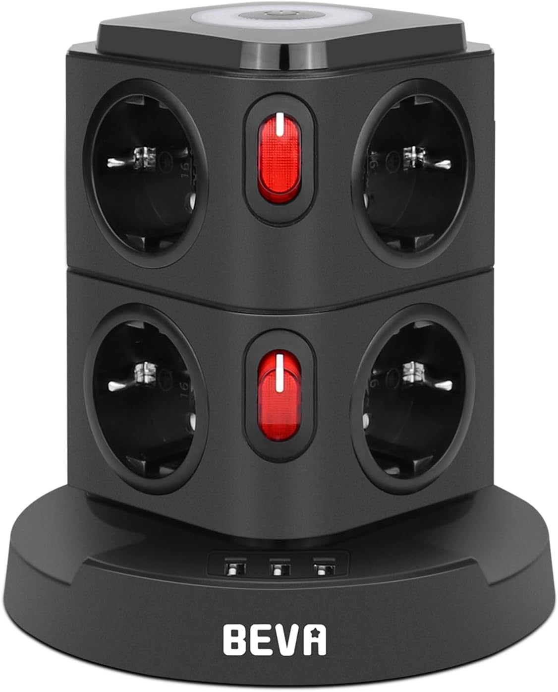 Tour Multiprise avec Câble Rétractable de 2m, 12 Prises 6 USB (16 A ...