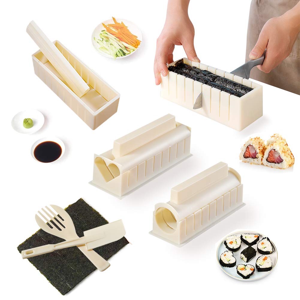 Sushi Making Kit, SKYSER 10 Pieces Complete Sushi Maker Plastic Sushi ...