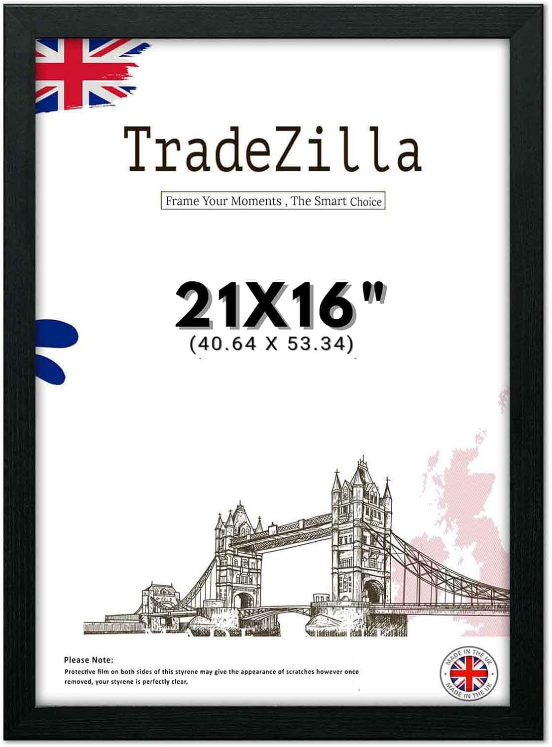 TradeZilla 21x16 inch Poster Frame in Black with Crystal Clear Perspex ...