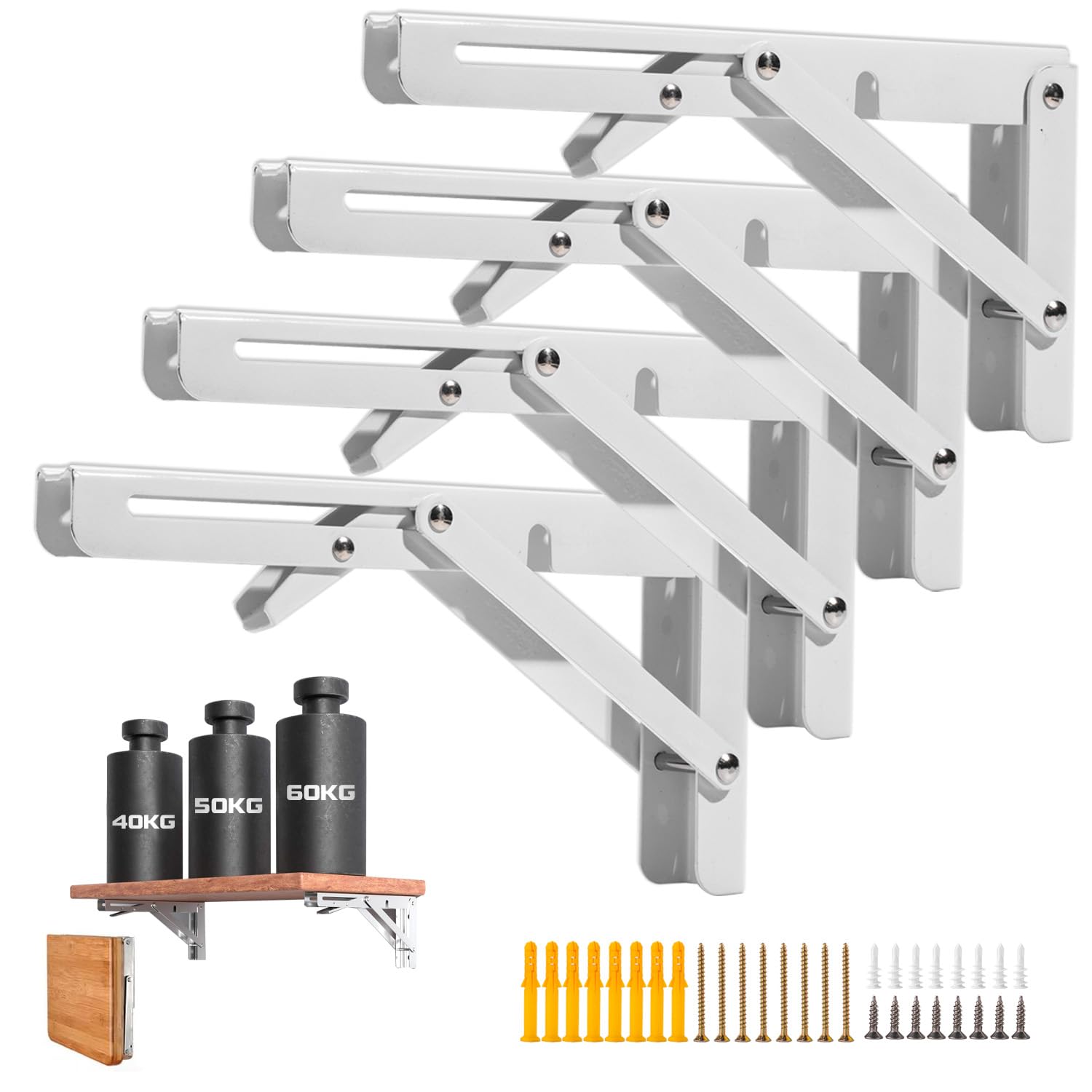 Amazon.com: 4 Pcs Folding Shelf Brackets, 18 Inch Shelf Brackets Heavy ...