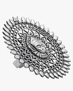 Khannak Jewellery Antique Oxidised Maa Durga designed Finger ring for ...