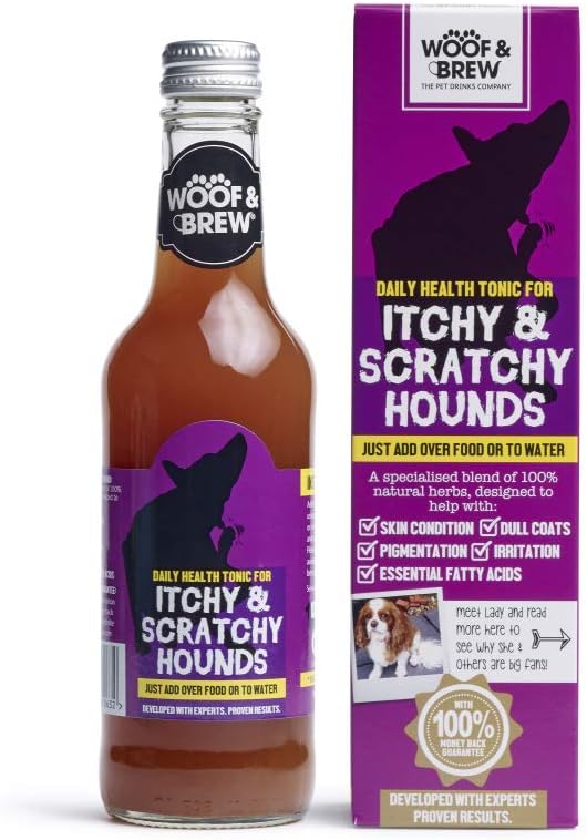 WOOF&BREW Itchy & Scratchy Dog Skin Supplement, 330 ml : Amazon.co.uk ...