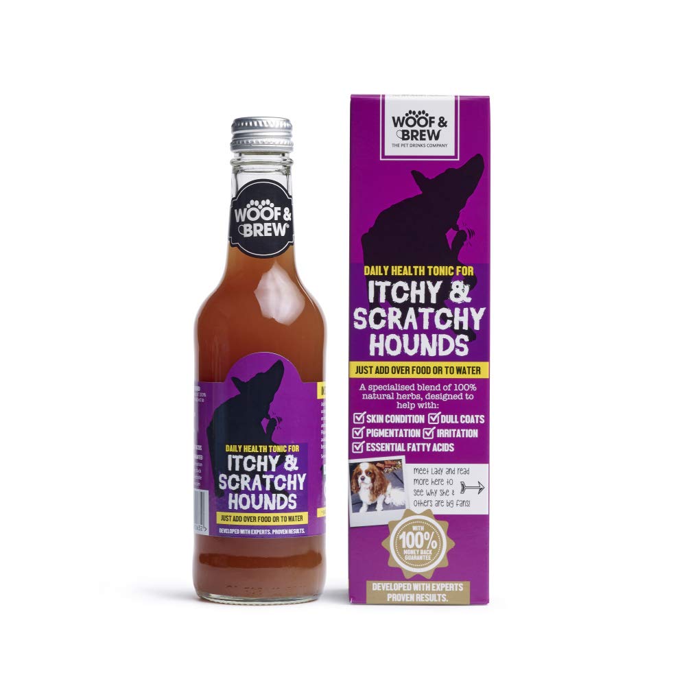 WOOF&BREW Itchy & Scratchy Dog Skin Supplement, 330 ml : Amazon.co.uk ...