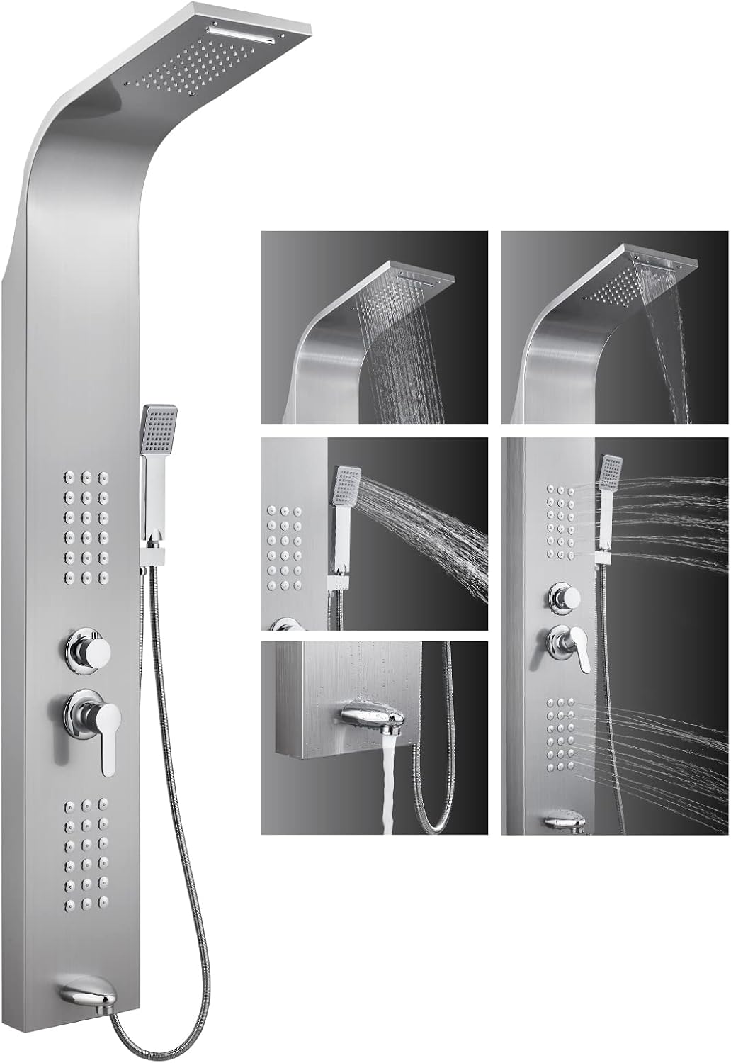 gotonovo Shower Panel Tower System Stainless Steel Rainfall Shower Head ...