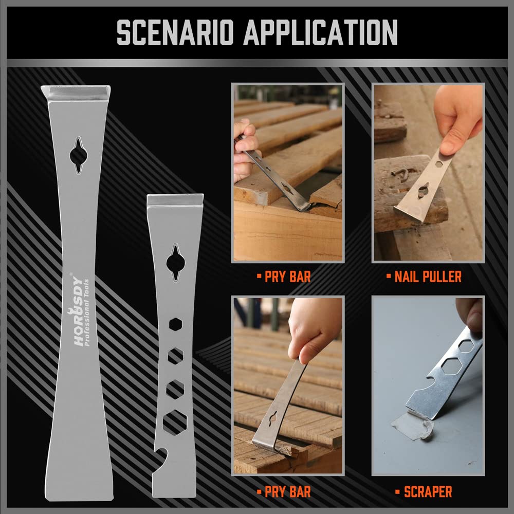 Snapklik.com : HORUSDY 2-Piece Pry Bar Scraper Set, Stainless Steel ...