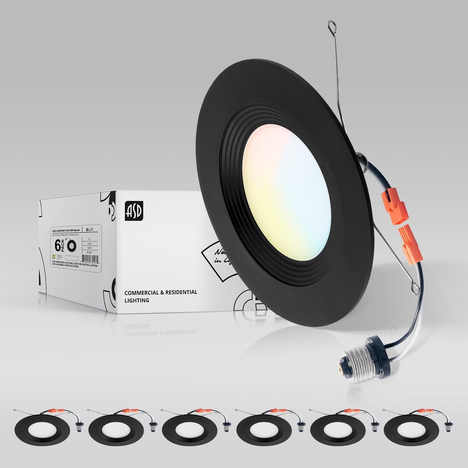 CyberTech Lighting 12.5 W 6" LED Recessed Downlight Retrofit Kit, Black ...