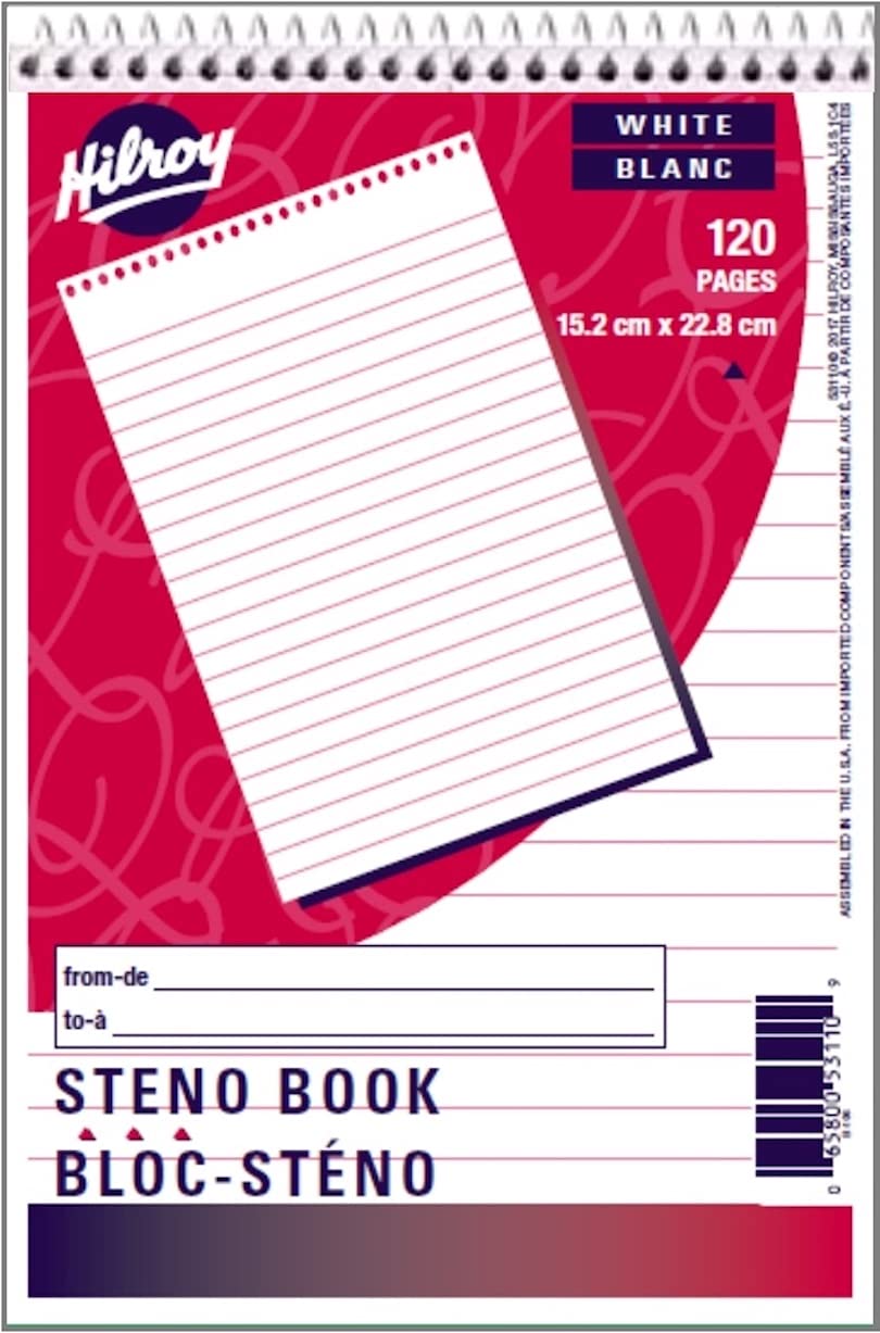 Hilroy Stenographers’ Notebook, 6 x 9 Inches, 60 Sheets, White Paper (53110) : Amazon.ca: Office ...