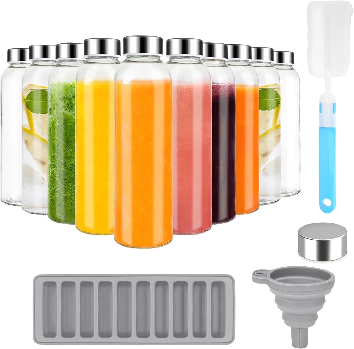 Amazon.com: Zukro Glass Water Bottles with Lids 18 oz, 10 Pack Reusable ...