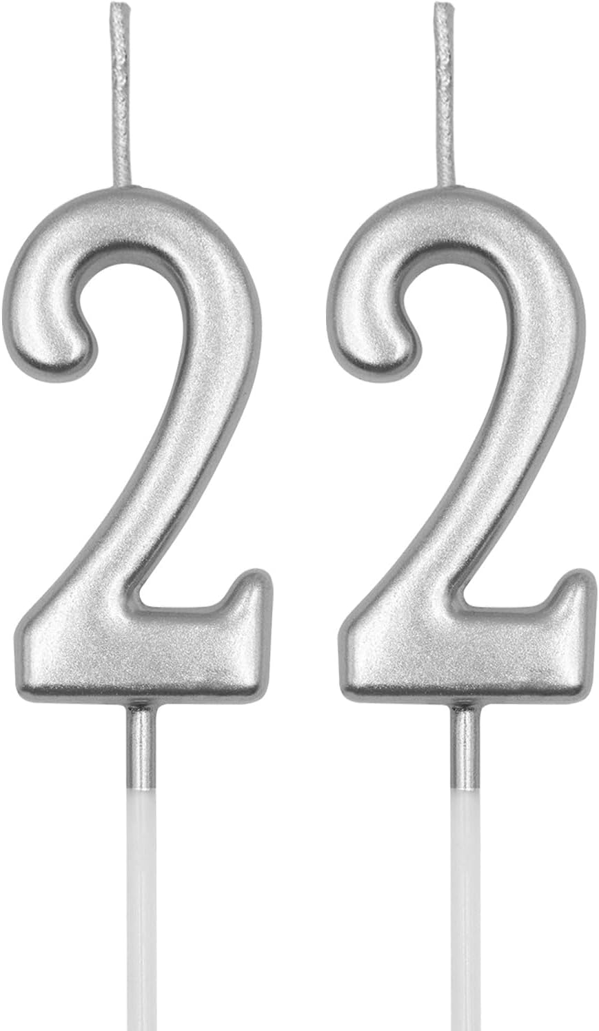 Amazon.com: 22nd Birthday Candles, Silver Number 22 Candle for Cake ...
