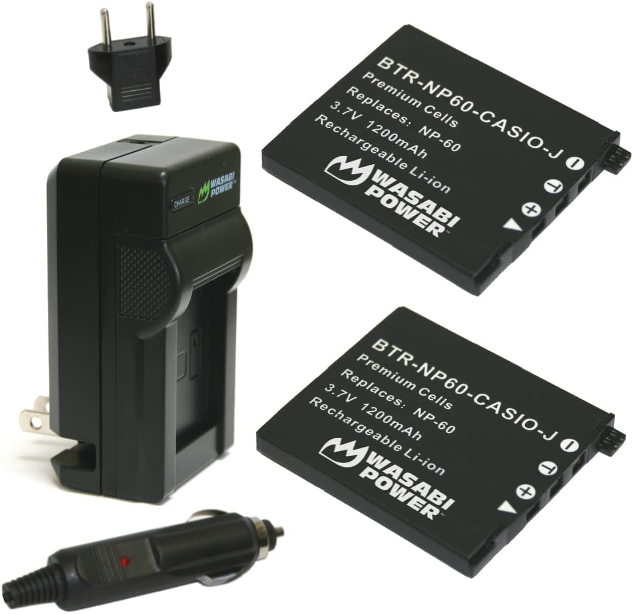 Amazon.com : Wasabi Power Battery (2-Pack) and Charger for Casio NP-60 ...