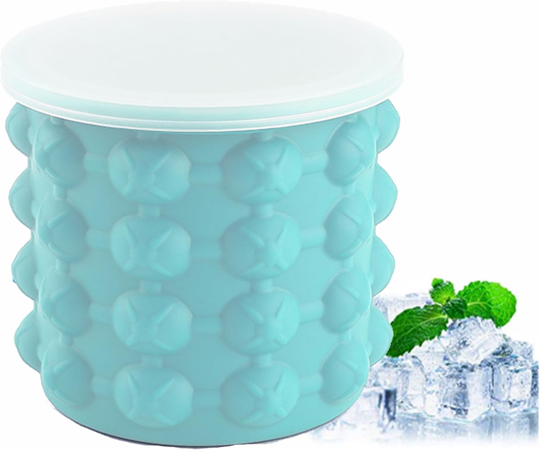 Silicone Ice Maker, Blue Large Silicone Ice Bucket, 2 in 1 Ice Cube ...