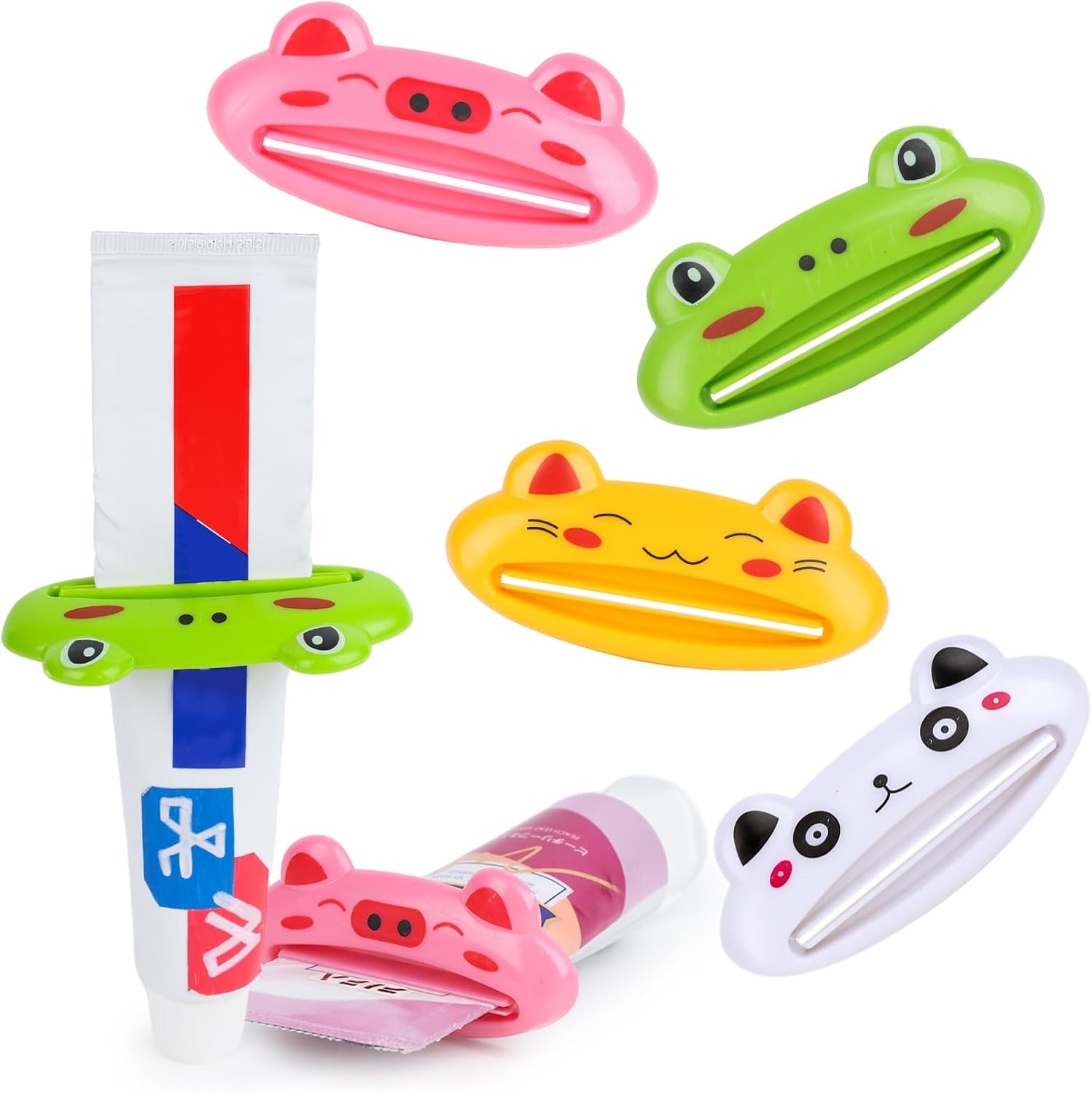 Amazon.com: LOVEINUSA Cute Toothpaste Dispenser for Kids, 4PCS Cartoon ...