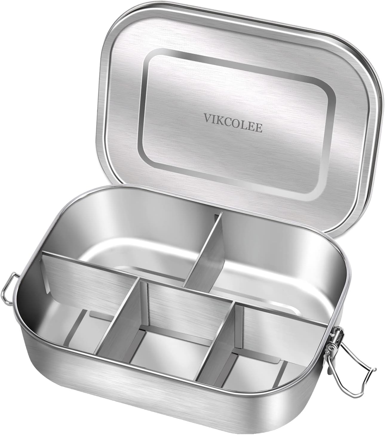 VIKCOLEE Stainless Steel Bento Lunch Food Box Container, 5-Compartment ...