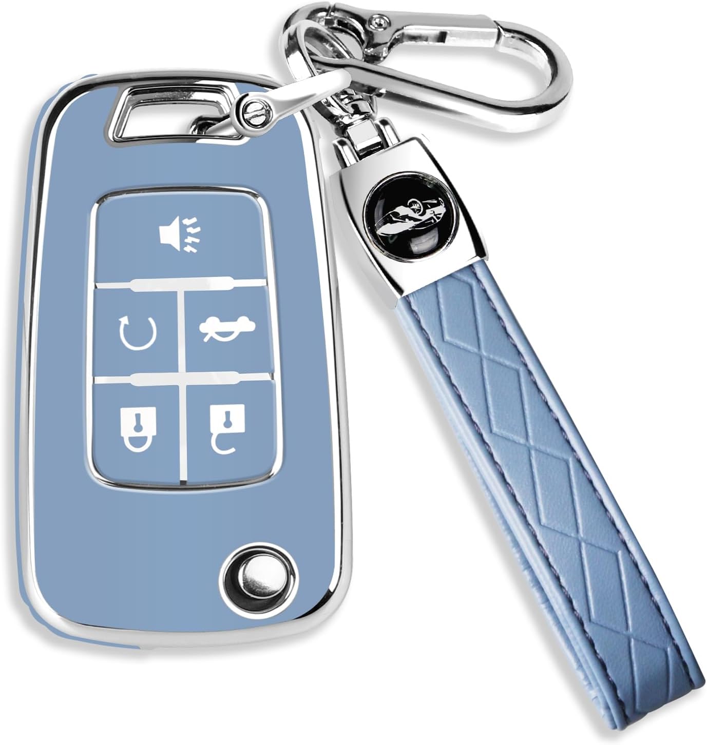 Amazon.com: QBUC for Chevy Key Fob Cover with Leather Keychain Chrome ...