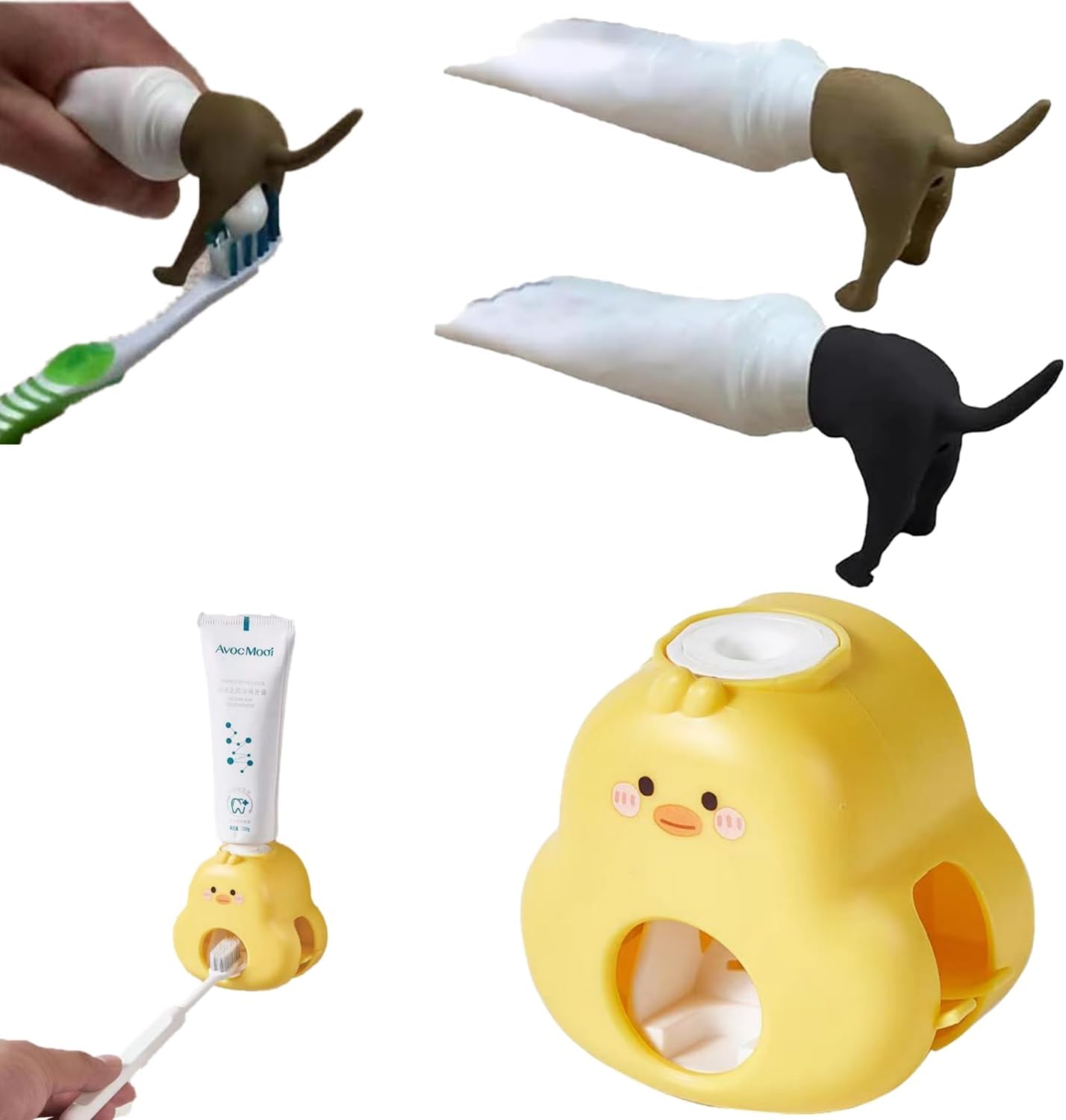 Amazon.com: Toothbrush Holders 2Pcs Pooping Toothpaste Cap and 1Pcs ...