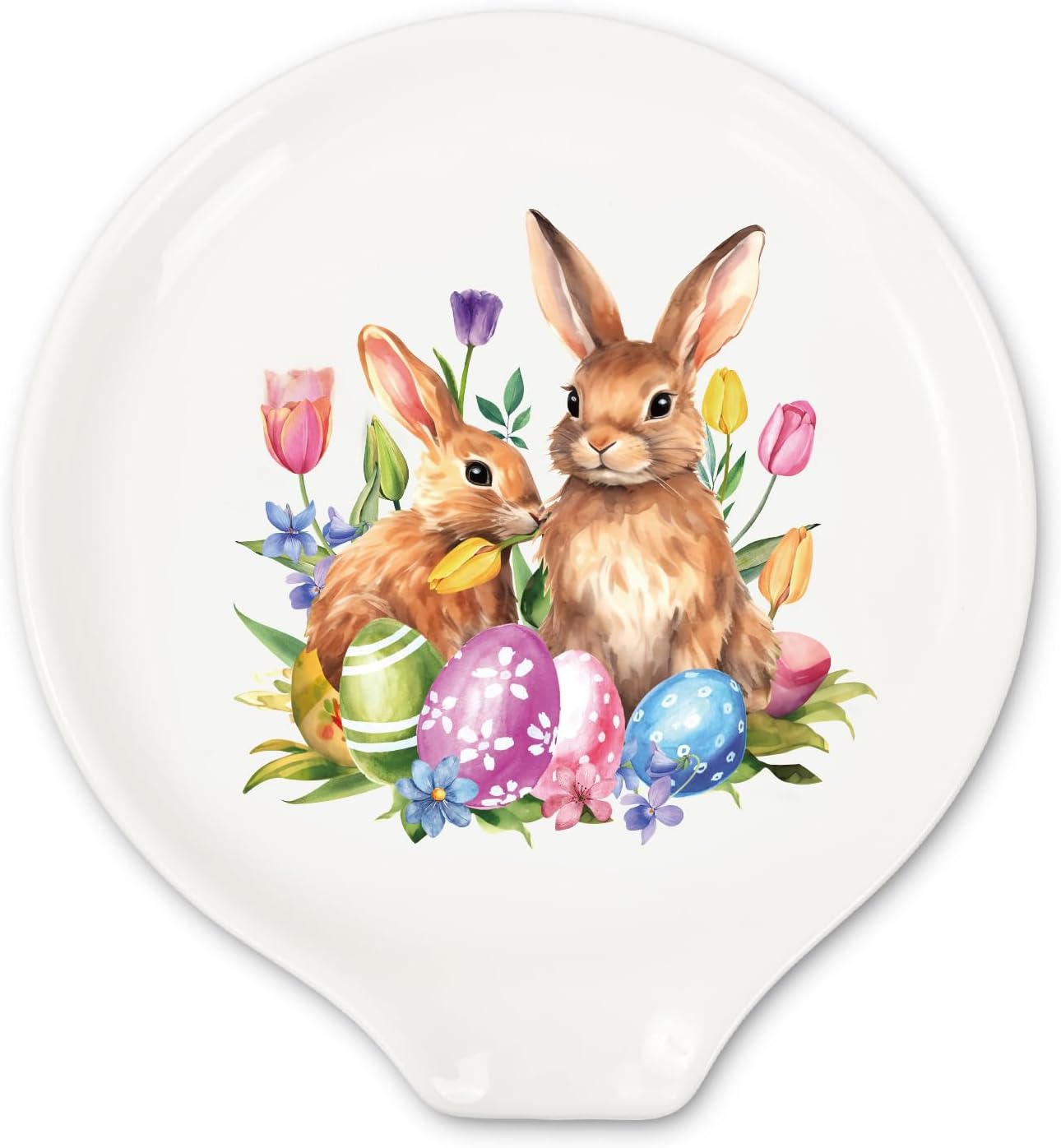Amazon.com: JarThenaAMCS 4.7inch Bunny Rabbit Spoon Rest Watercolor Egg ...