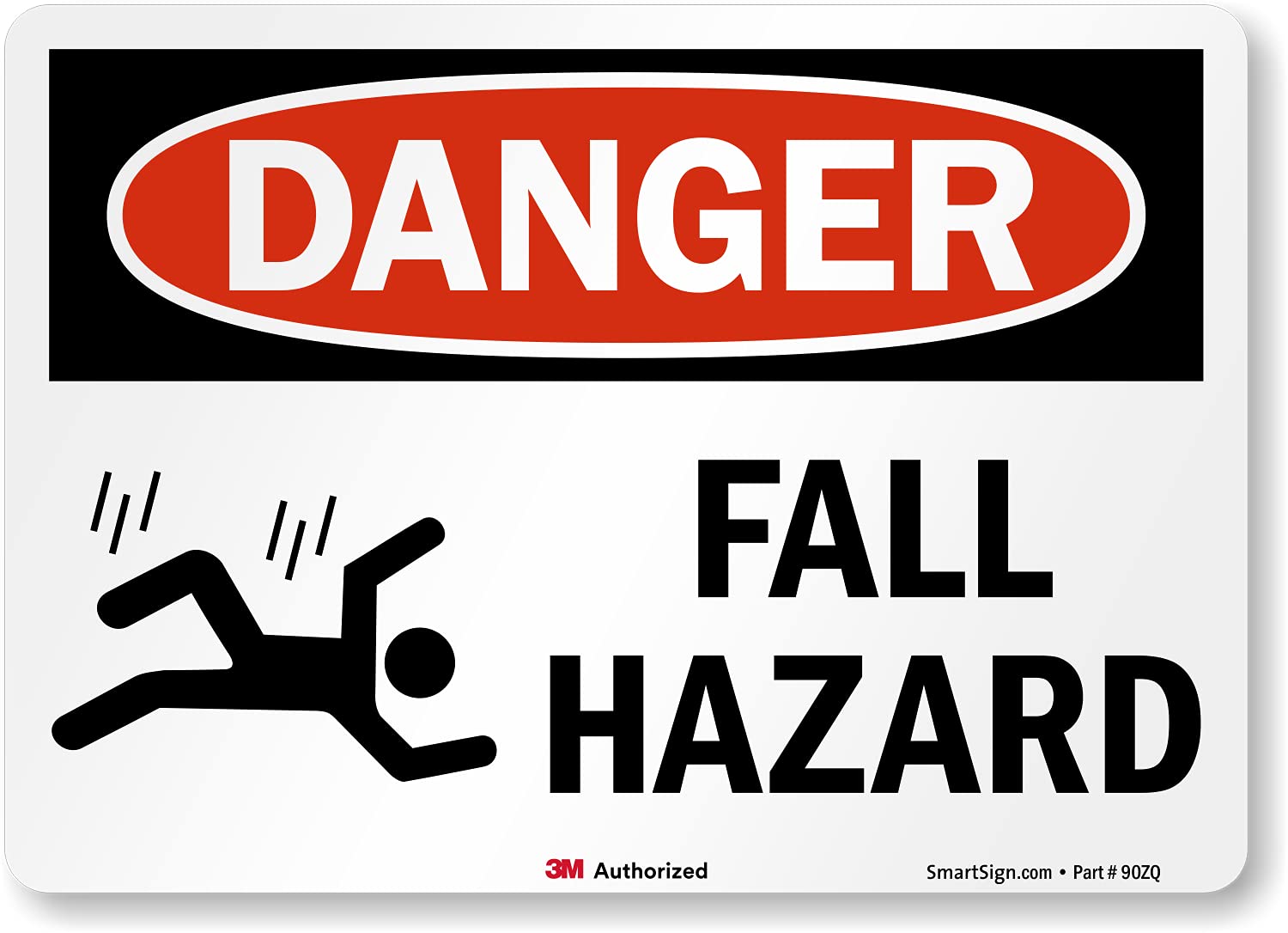 SmartSign 5 x 7 inch “Danger - Fall Hazard” OSHA Label with Graphic, 5. ...