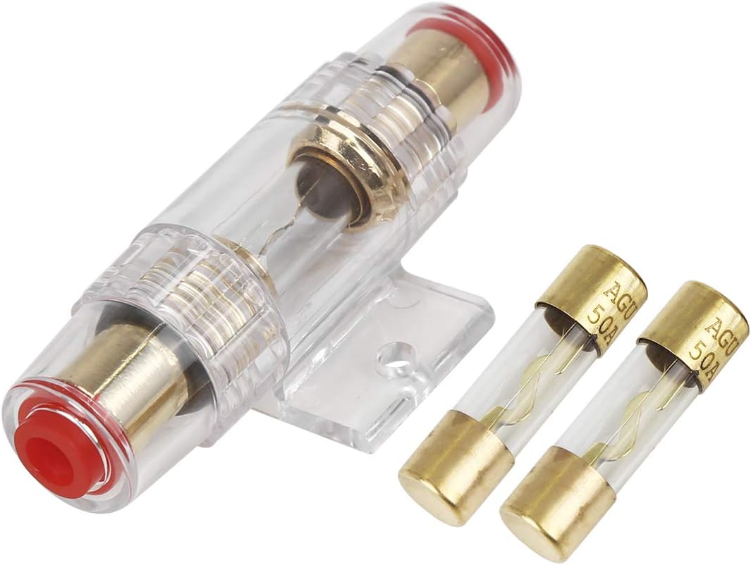X AUTOHAUX 4 6 8 Gauge AWG Inline Fuse Holder with 50A AGU Fuses for ...