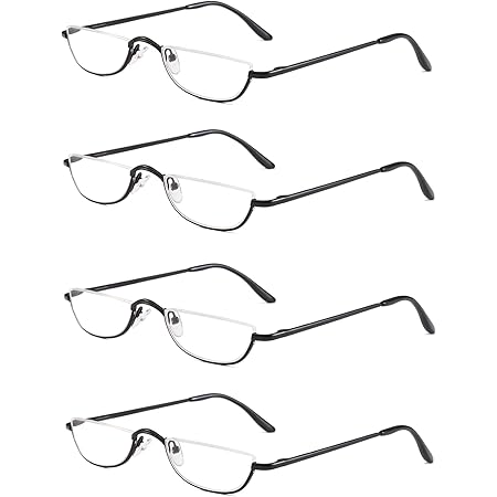 Amazon.com: COVESATO Half Frame Reading Glasses, Half Metal Moon ...