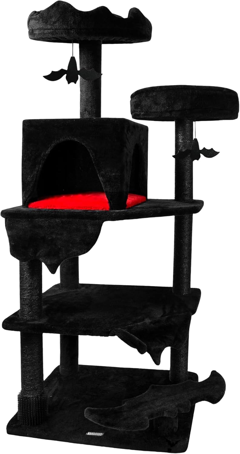 Amazon.com : KAMABOKO Gothic Cat Tree, 59” Black Cat Tower for Indoor ...