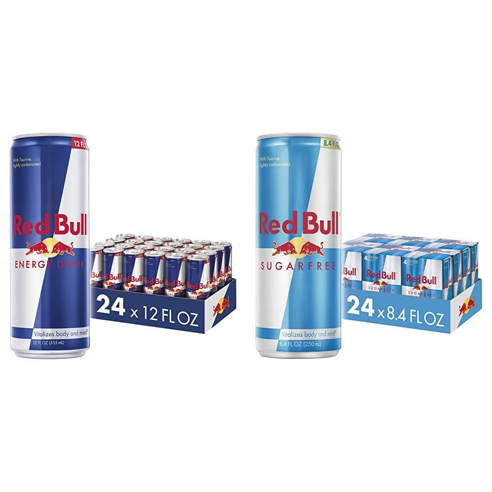 Buy Red BullEnergy Drink, 12 Fl Oz, 24 Cans and Red Bull Sugar Free ...