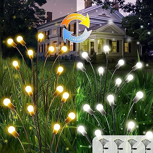 OZS Warm White ⇋ Cool White RGB Color Changing 4pack 32LED Solar Garden ...