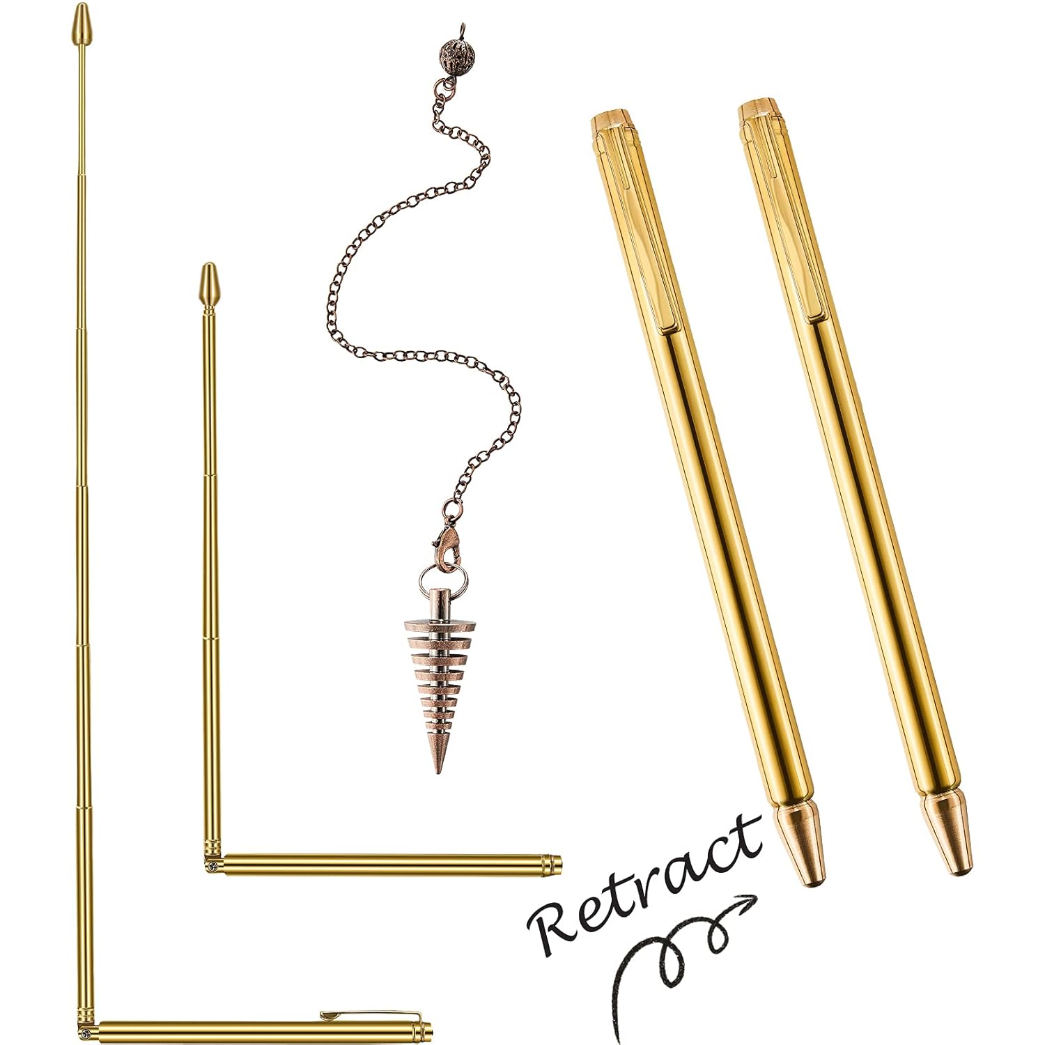 3 Pieces Divining Rods Copper and Dowsing Pendulum Includes 2 ...