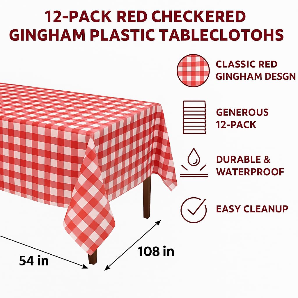 Snapklik.com : Oojami 12 Pack Red And White Checkered Plastic ...