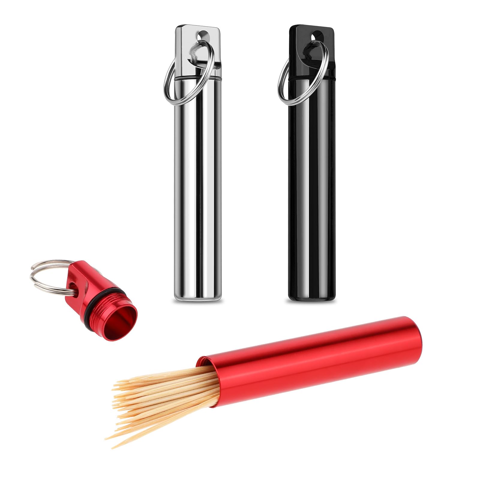 Dimeho 3 Pcs Metal Portable Toothpick Holder Box Toothpick Holder Box ...