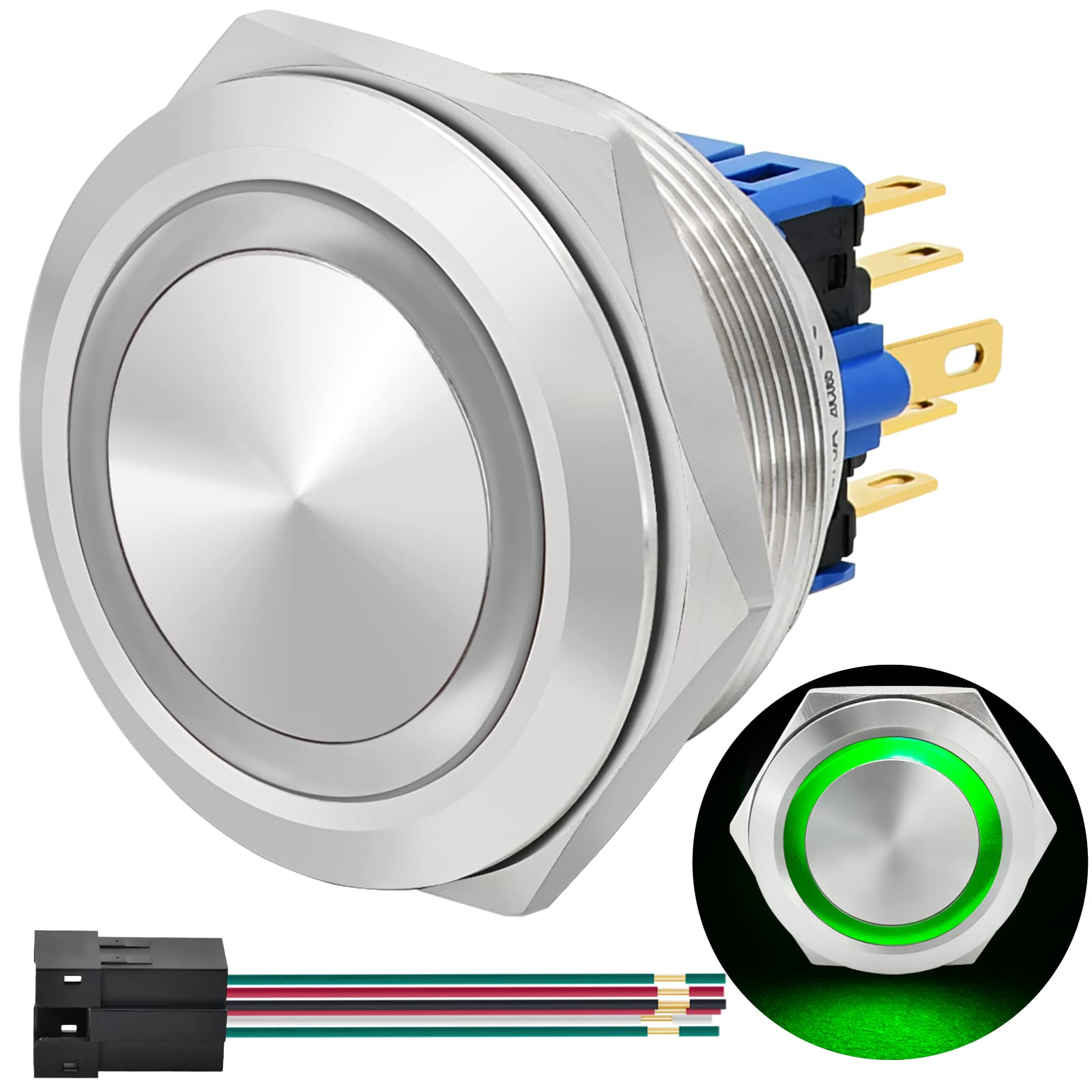 Snapklik.com : Big Momentary Push Button Switch 30mm 1.18in Waterproof IP67