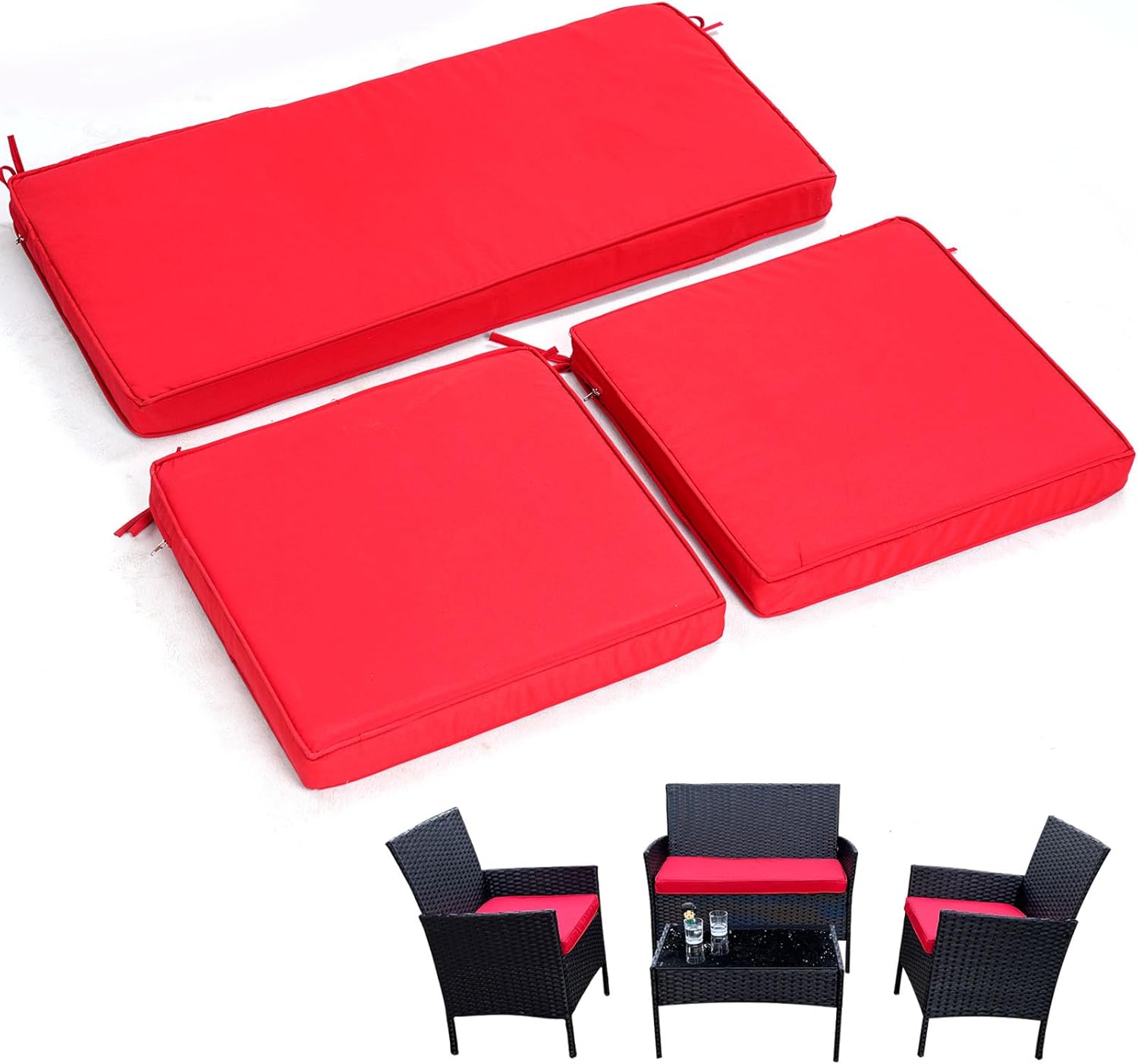 Amazon.com: 3-Pack Outdoor Patio Furniture Replacement Cushions Set ...