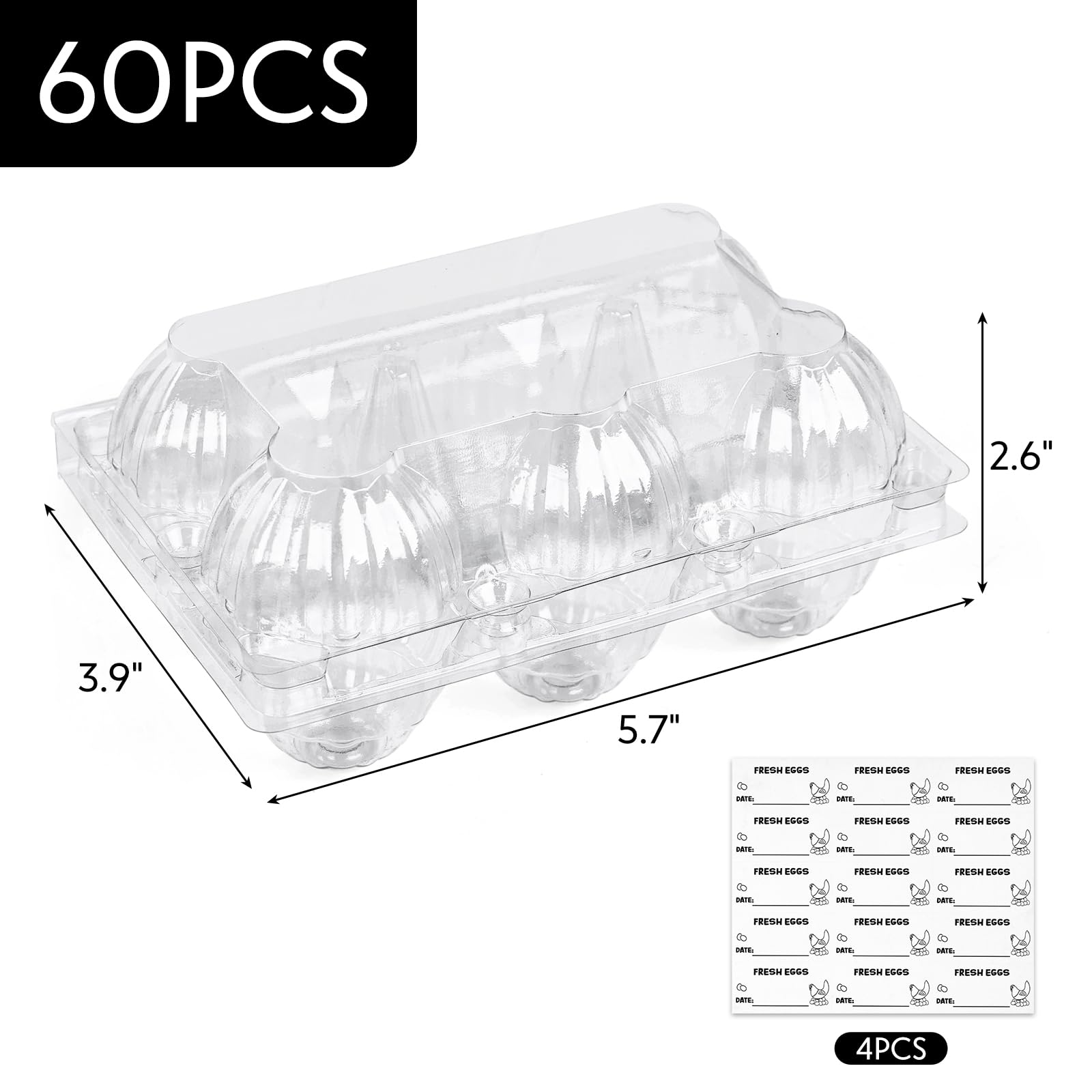 Snapklik.com : 60PCS Clear Egg Cartons, Egg Cartons Cheap Bulk Plastic Egg Containers For Home ...