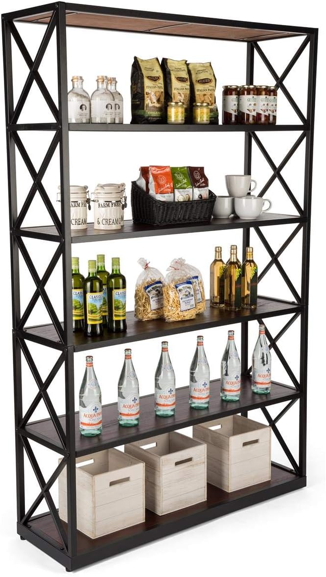 Amazon.com: Displays2go Steel Frame Industrial X-Sided Shelving with 6 ...