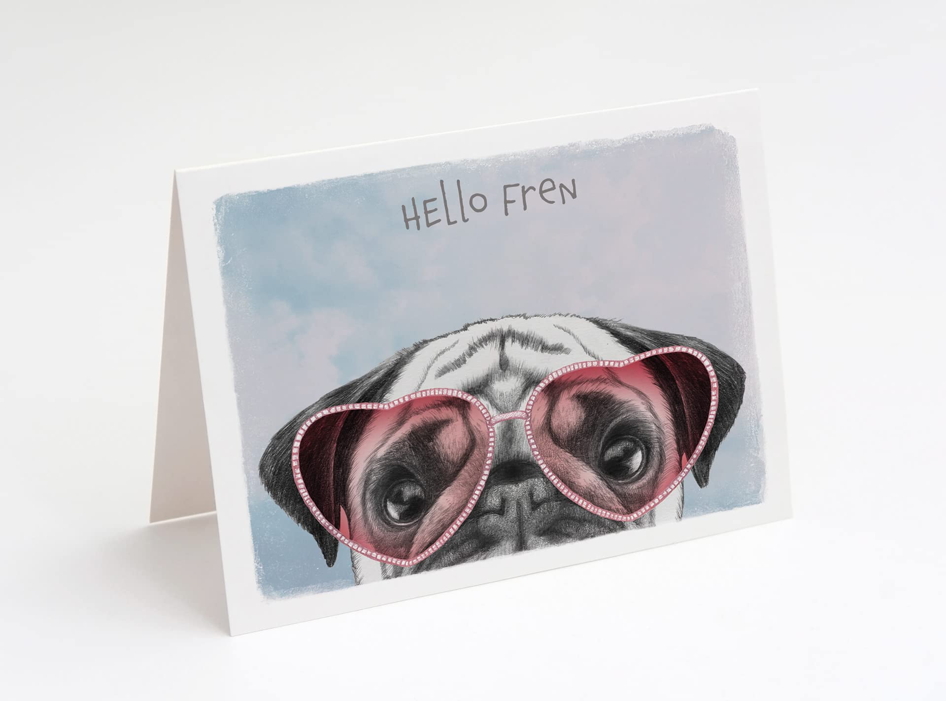 Amazon.com : Pug "Hello Fren" Dog Breed Greeting Cards and Envelopes ...