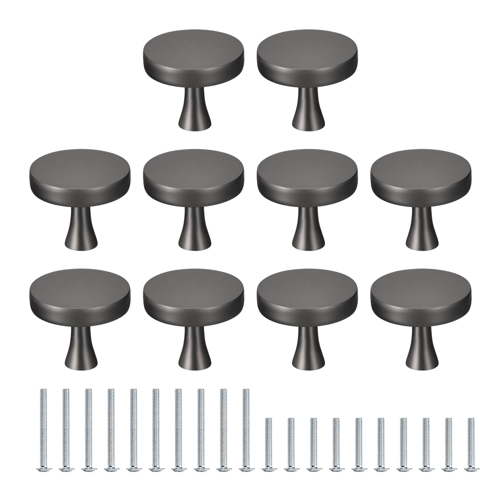 uxcell 10 Pack Round Cabinet Knob, Single Hole Drawer Knobs Silver ...