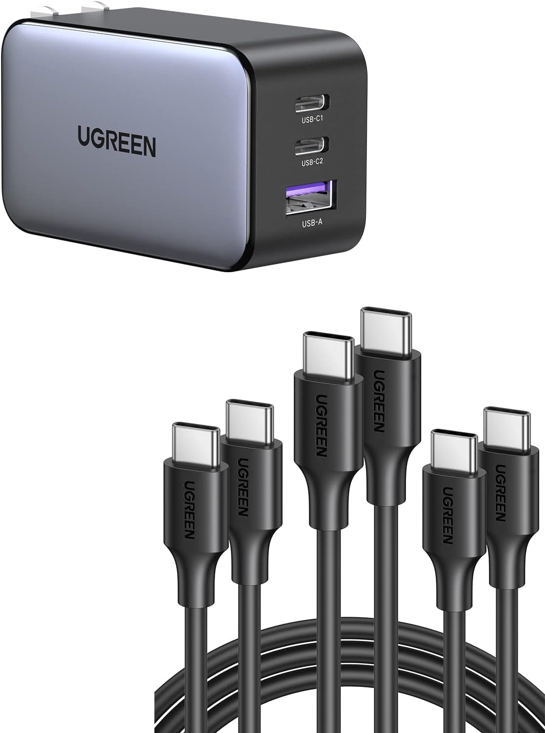Amazon.com: UGREEN 65W USB C Charger Bundle with 6.6FT 100W 3-Pack USB ...
