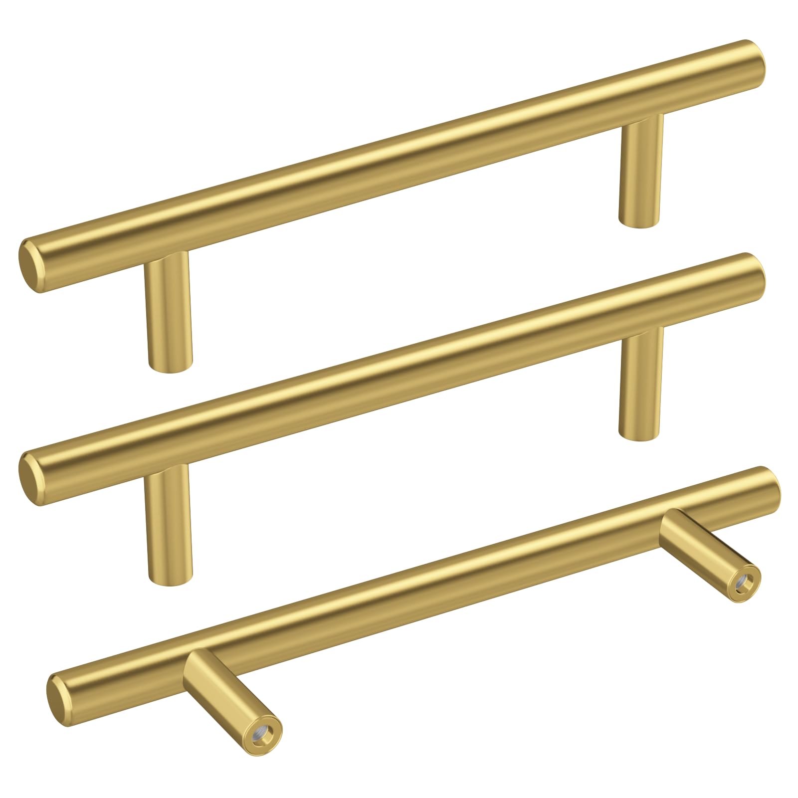 Snapklik.com : 20 Pack Gold Cabinet Handles 4" Hole Center Brass Drawer ...