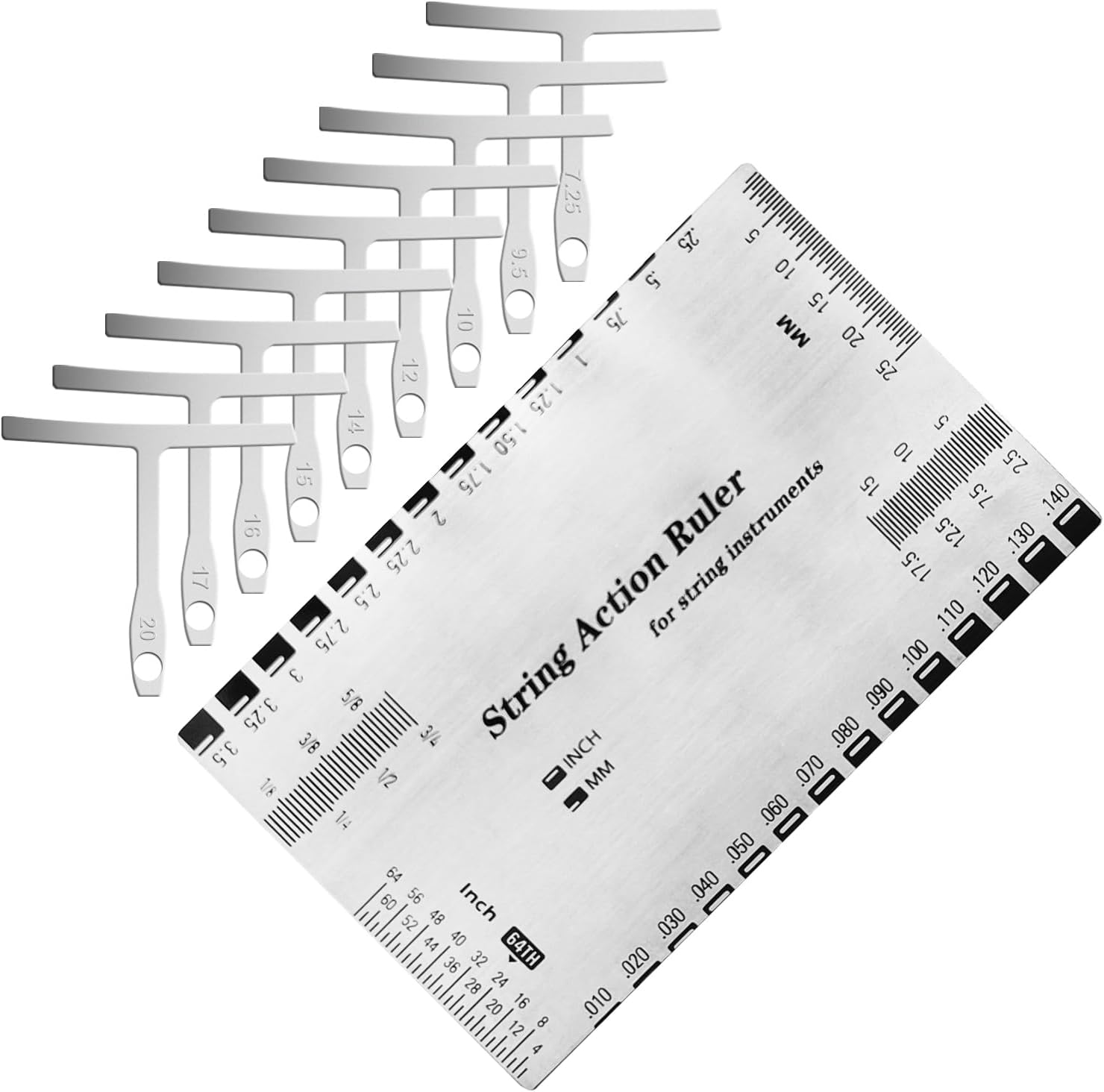 Amazon.com: Guitar String Action Gauge Ruler Tool - 9 Understring ...