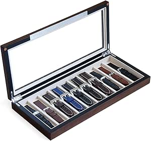 Bonaking Watch Band Case, Watch Band Organizer with 10 Slots, Wooden ...