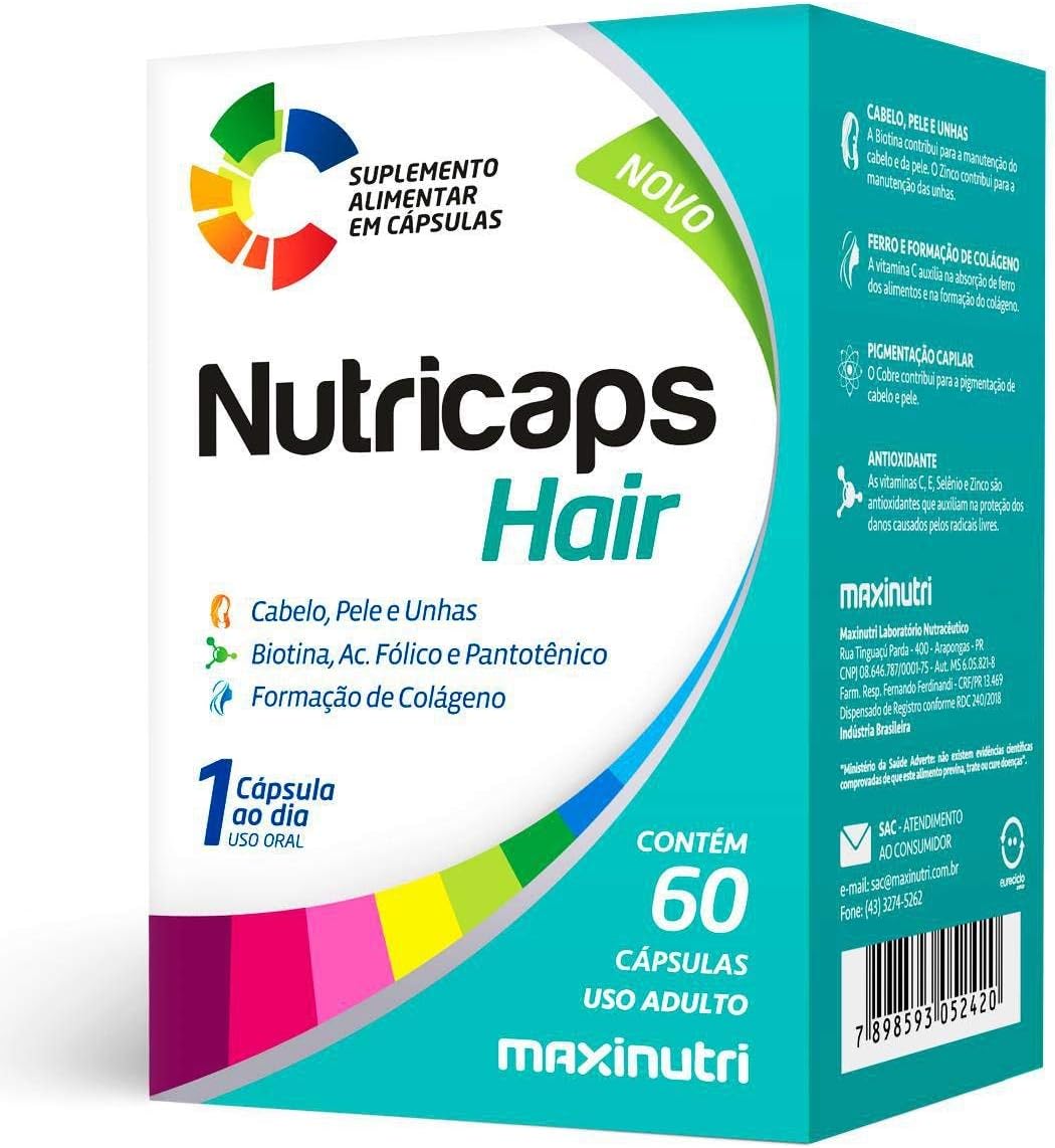 Nutricaps Hair (Polivitamínico) - 60 Cáps., Maxinutri | Amazon.com.br