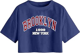 Avanova Women Casual Summer Short Sleeve Tee Shirt Letter Print Crop ...
