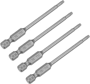 HARFINGTON 4pcs 1/4" Hex Shank T10 S2 Steel Magnetic Torx Security ...