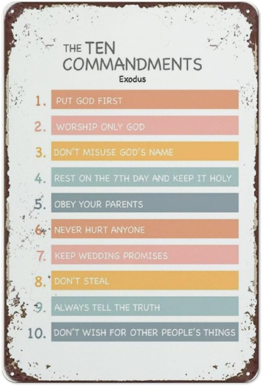 Amazon.com: 10 Commandments Kids Scripture Poster, Church Sunday School ...