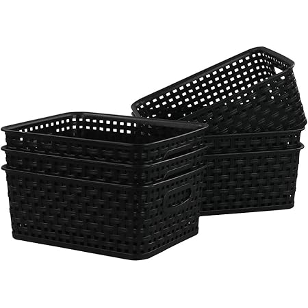 Amazon.com: Kiddream Set of 6 Plastic Weave Storage Basket Pantry ...