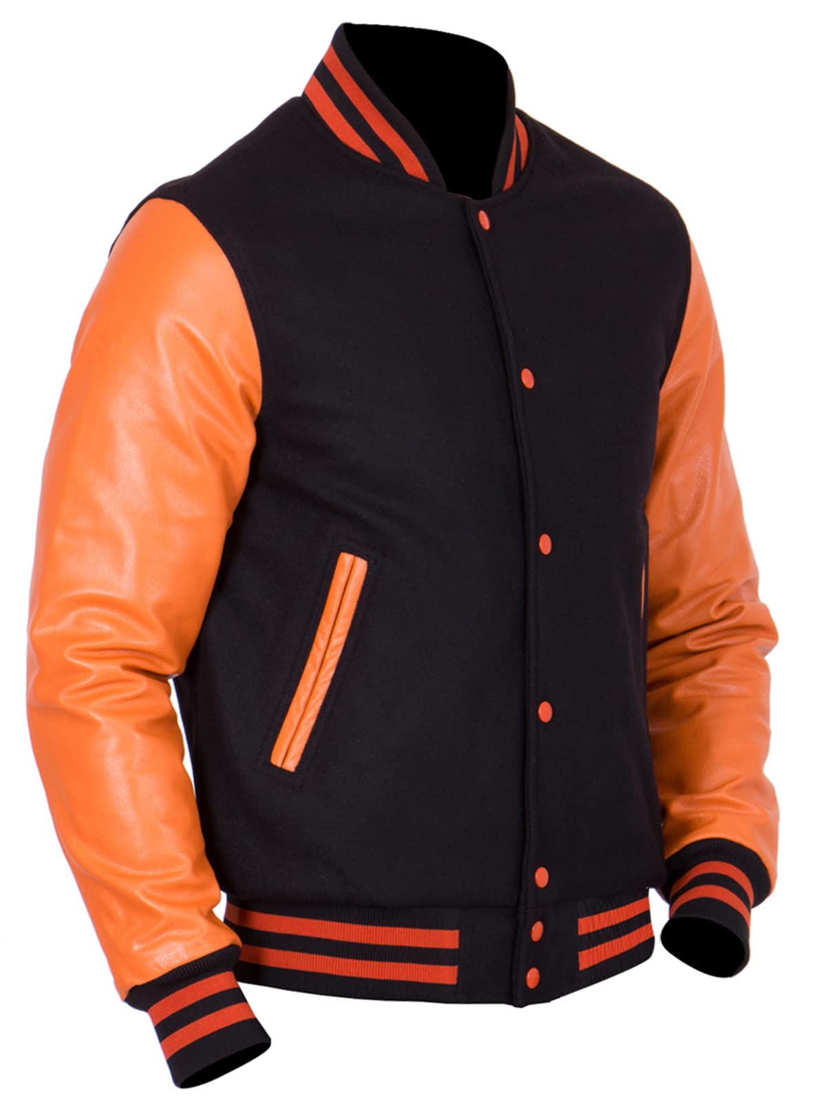 Snapklik.com : Mens Orange Varsity Letterman Jacket College Baseball ...