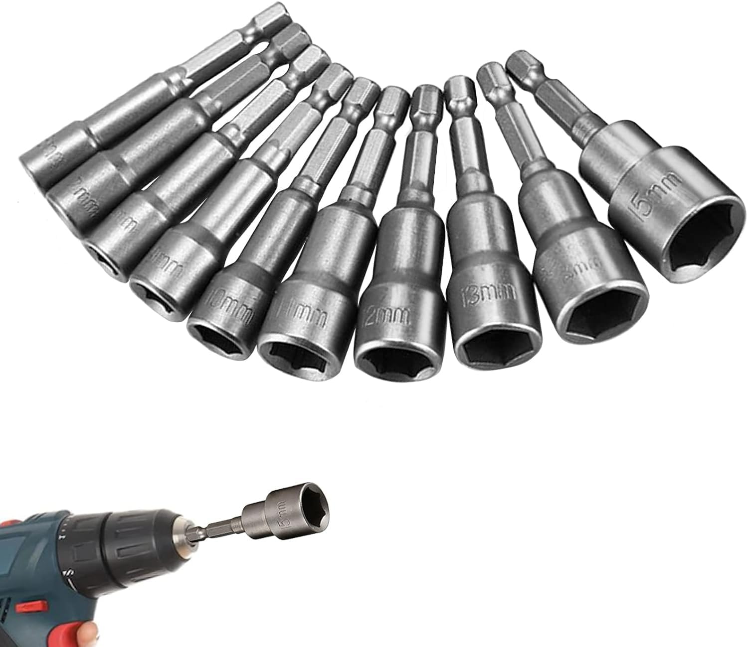 SWANLAKE 20 Pcs Nut Driver Set, 1/4'' Hex Shank Quick-Change Nut Driver ...