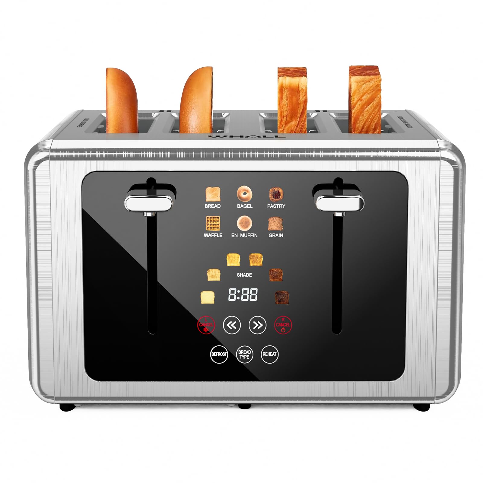 Snapklik.com : WHALL Touch Screen Toaster 4 Slice, Smart Digital Toaster