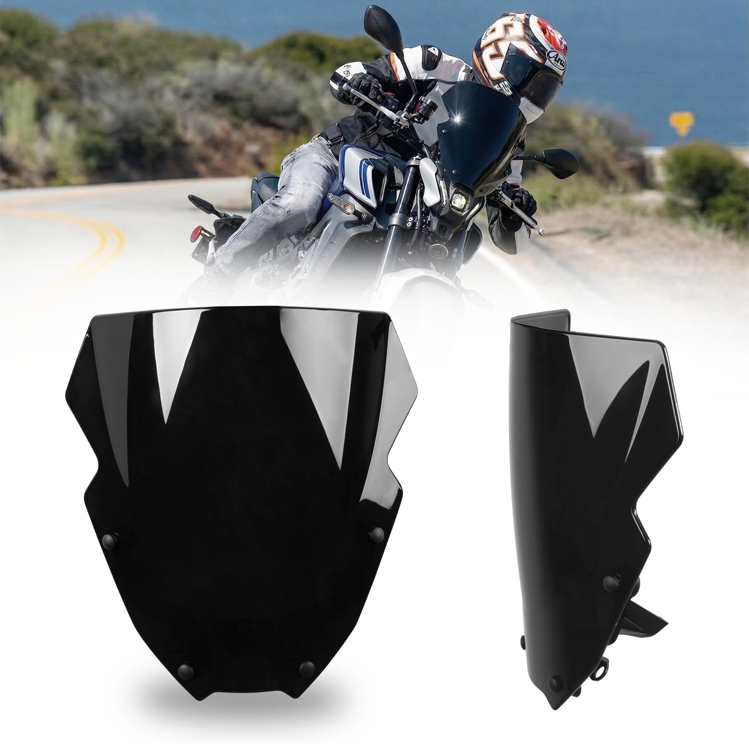 Amazon.com: Motorcycle Windshield Deflector with Bracket Double Bubble ...
