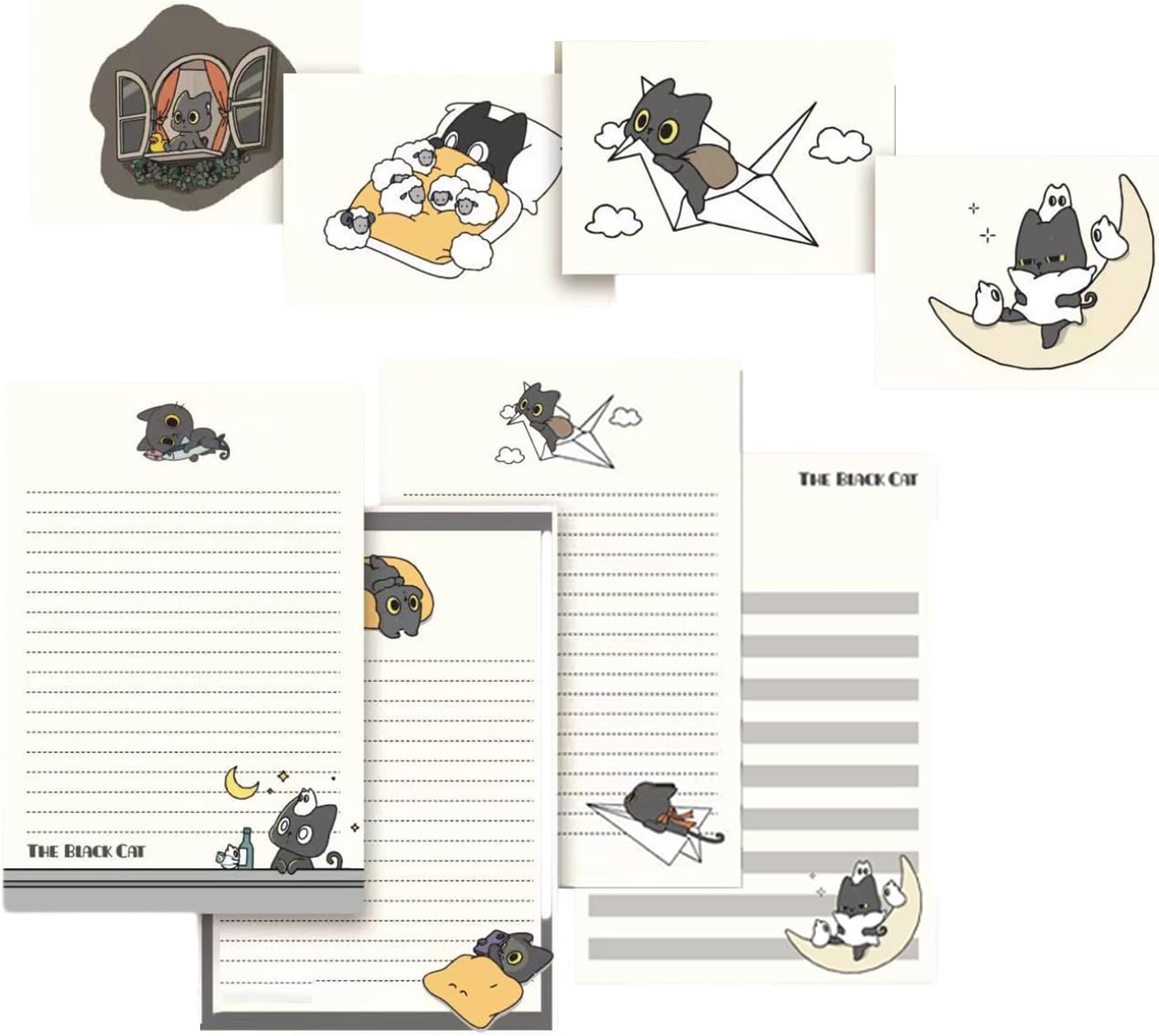 1 Set Little Black Cats Letter Paper with Envelope Stationery with ...